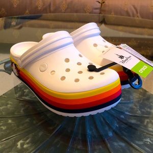 CROCS | Shoes | Disney Platform Rainbow Crocs | Poshmark